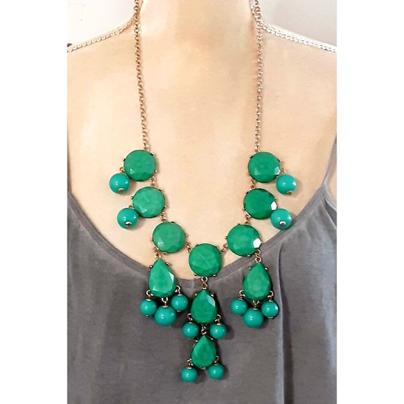 Unbranded | Jewelry | Vintage Teal Kelly Green Gold Tone 34 Statement ...